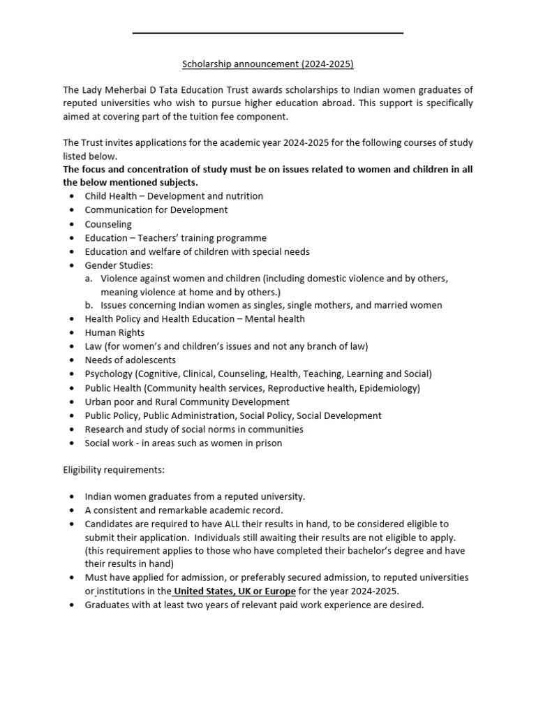 Scholarship Announcement 2024 2025 | PDF | Postgraduate Education ...