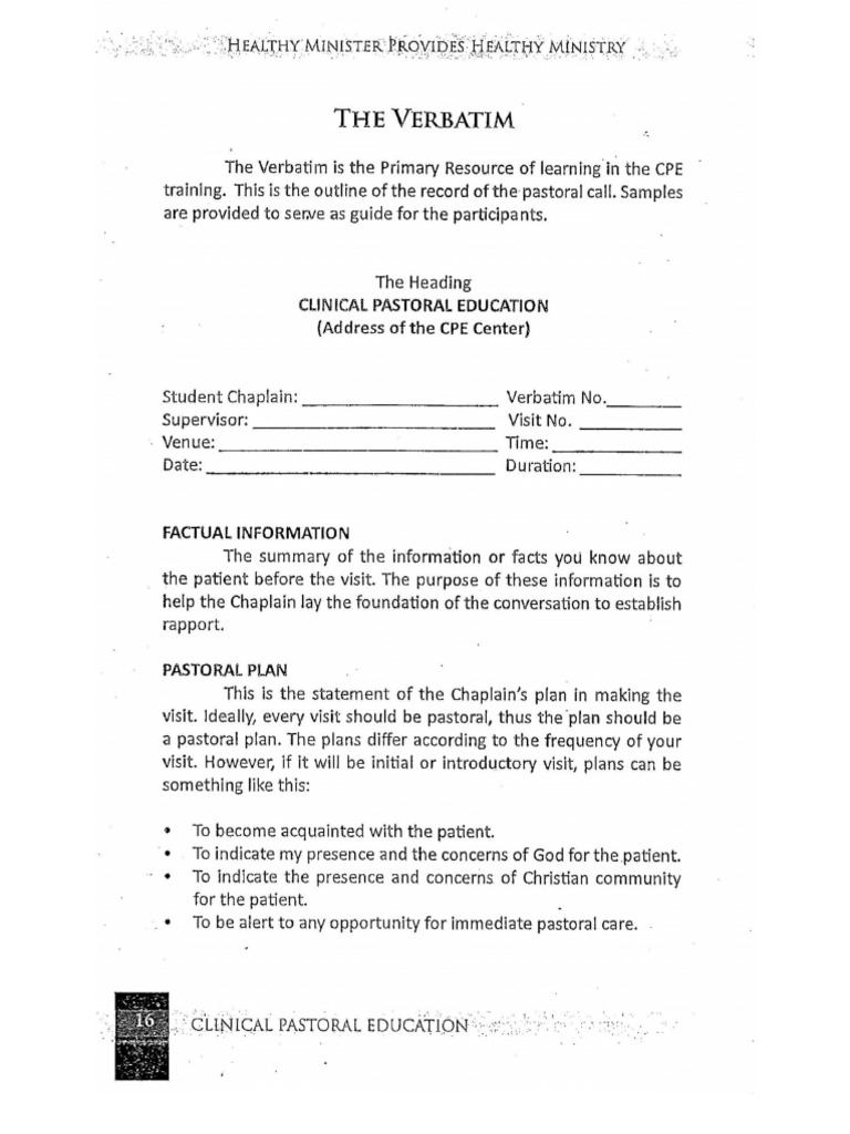 Verbatim Format Sample AACPE | PDF