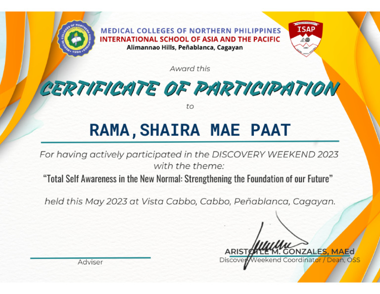 Discovery Weekend Certificate | PDF