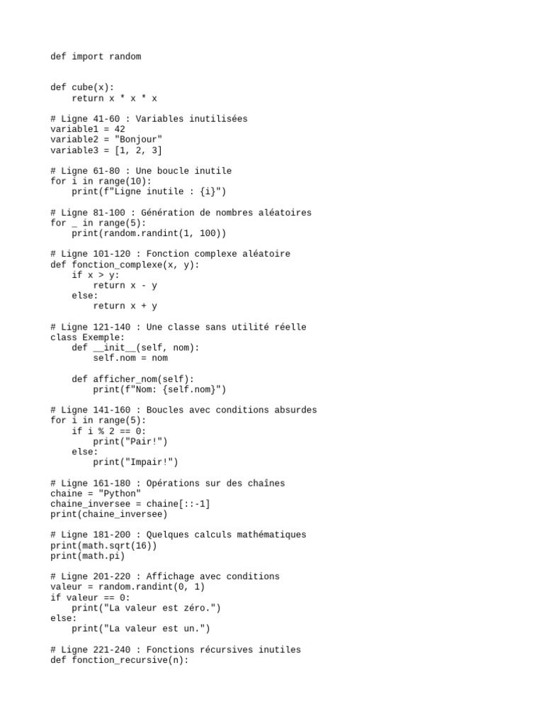 Analyse de code Python inefficace | PDF