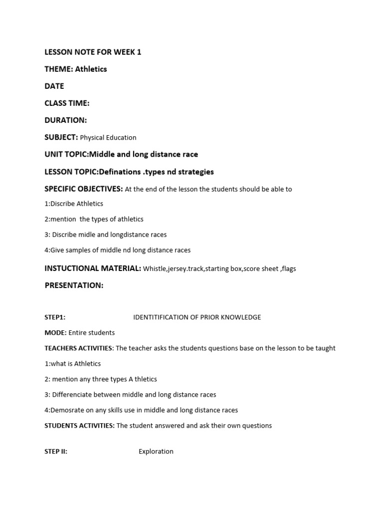 Lesson Note For Week One 1st Term Ss2 | PDF