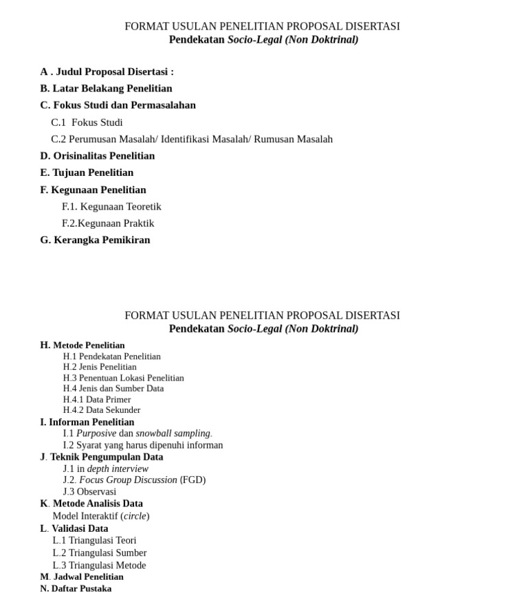 (Non Doktrinal) FORMAT USULAN PENELITIAN PROPOSAL DISERTASI Pendekatan ...