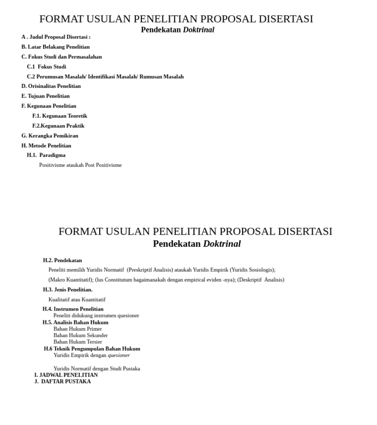 Doktrinal - FORMAT USULAN PENELITIAN PROPOSAL DISERTASI Pendekatan | PDF
