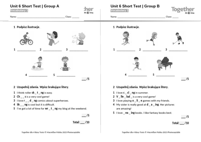 Unit 6 Vocabulary Test for Grade 4 | PDF