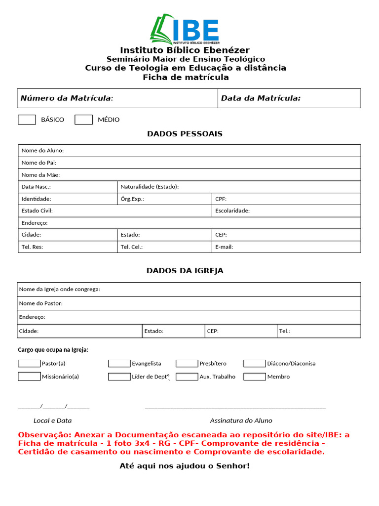 IBE_EaD_Ficha de MatrÃ­cula 3 | PDF