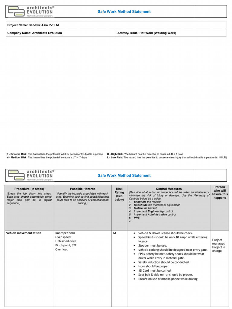 SWMS - Hot Work Welding Work | PDF
