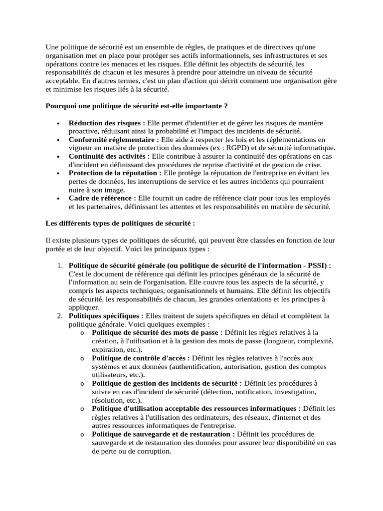 Définition de la politique de sécurité | PDF | Sécurité | Sécurité des ...