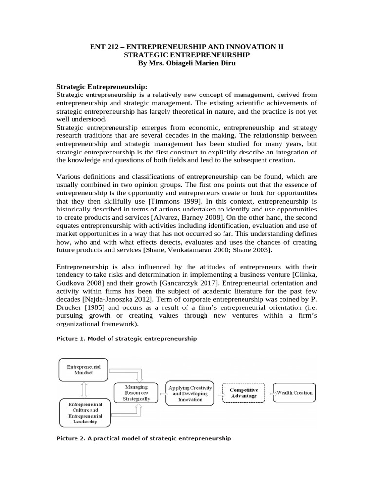 Understanding Strategic Entrepreneurship Pdf Entrepreneurship
