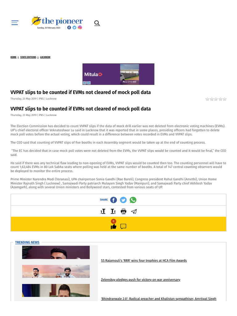 VVPAT slips to be counted if EVMs not cleared of… | PDF | Politics Of ...