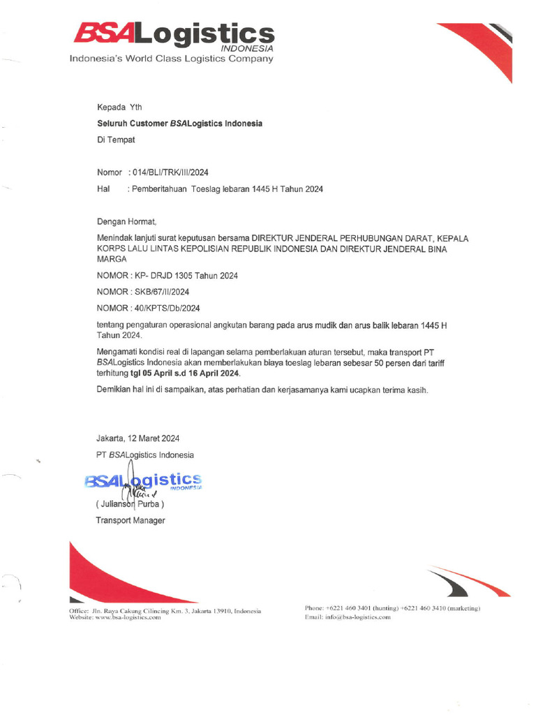 Toeslag Lebaran 2024 | PDF