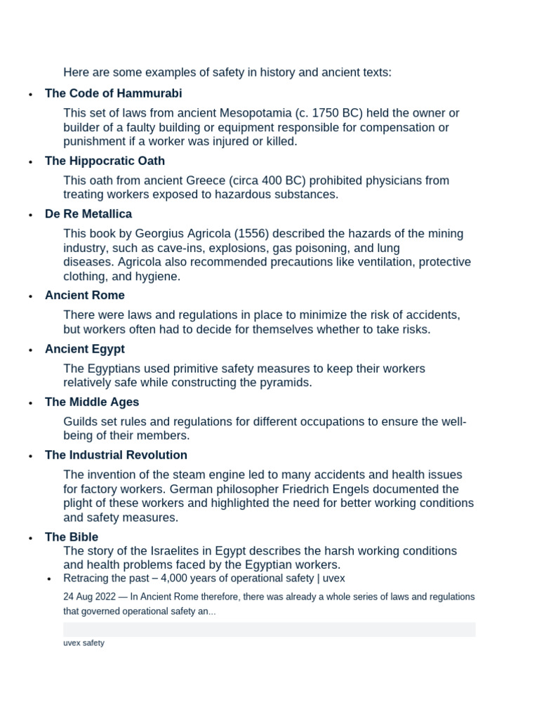 Here Are Some Examples of Safety in History and Ancient Texts | PDF ...