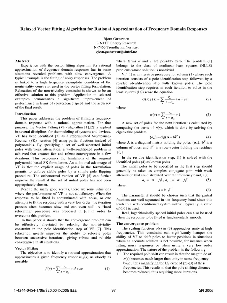 2006 Relaxed Vector Fitting Algorithm For Rational Approximation of ...