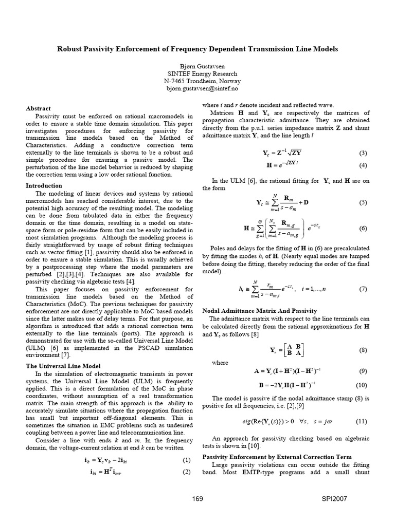 2007 Robust Passivity Enforcement of Frequency Dependent Transmission ...