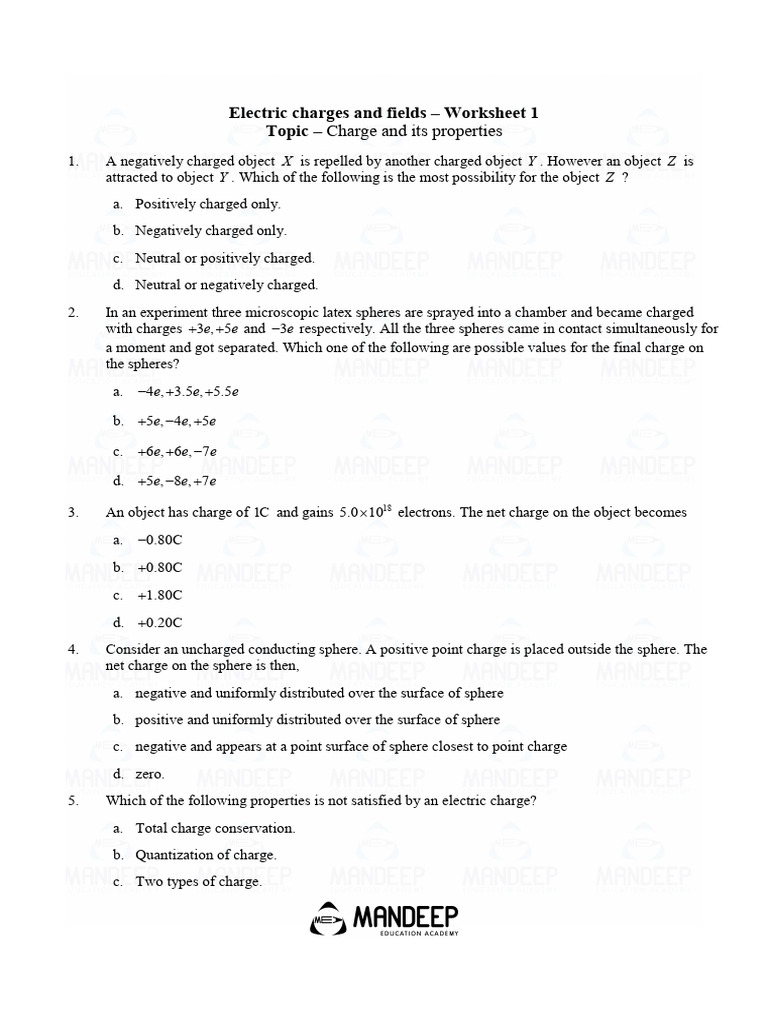 Electric Charges Fields WS 2 Electric Charges | PDF | Electric Charge | Electron