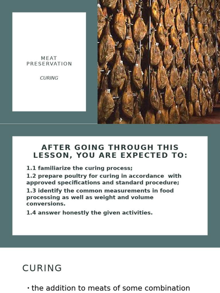 TLE 8 QUARTER 3 Food Processing MEAT-PRESERVATION - Curring | PDF ...