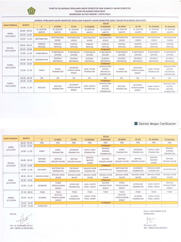 Jadwal Ujian PAS Dan SAS | PDF