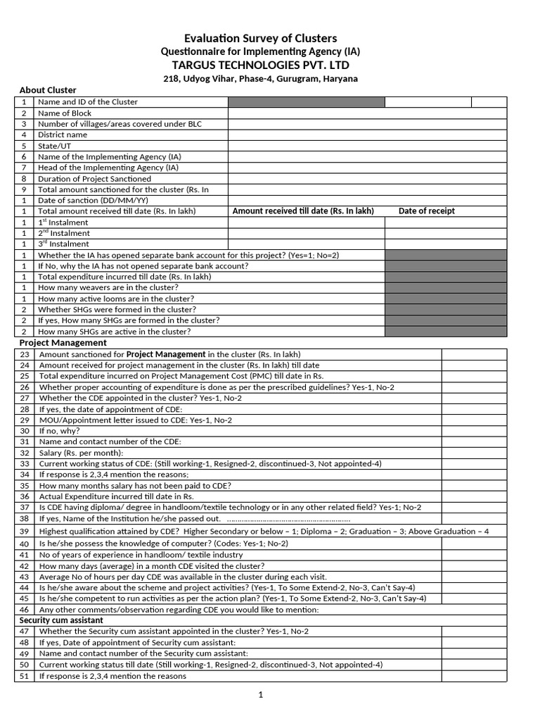 Questionnaire - IA - 21112018 | PDF | Weaving | Loom