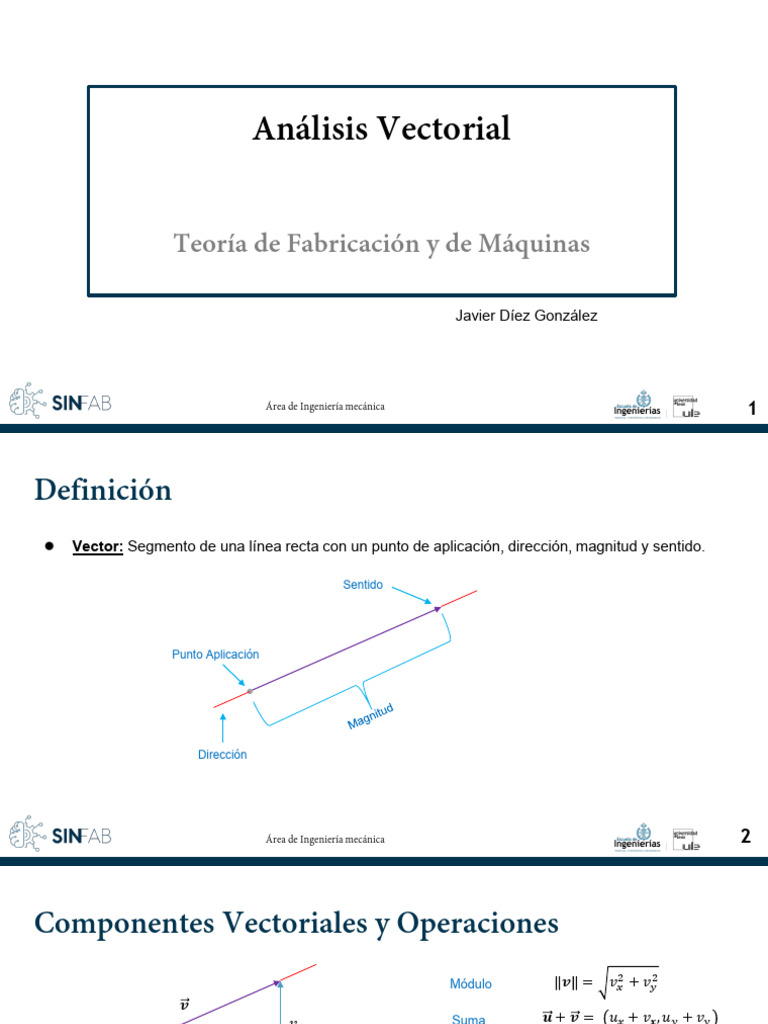 Análisis Vectorial | PDF | Vector Euclidiano | Escalar (Matemáticas)