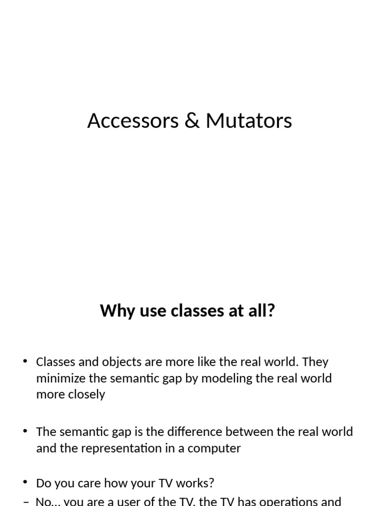 Lesson 03 - Accessors & Mutators | PDF | Class (Computer Programming) | Method (Computer ...