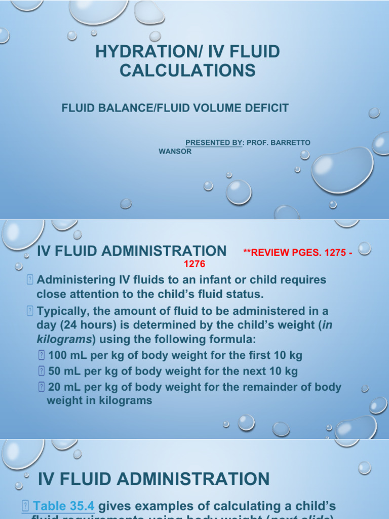 Fluid Volume Balance and Hydration Student | PDF
