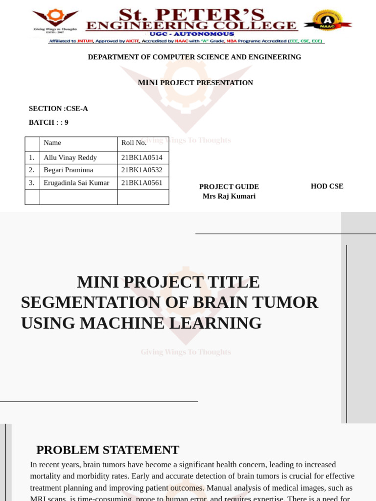 Batch 9 - Cse-A - Segmentation of Brain Tumor Using Machine Learning ...
