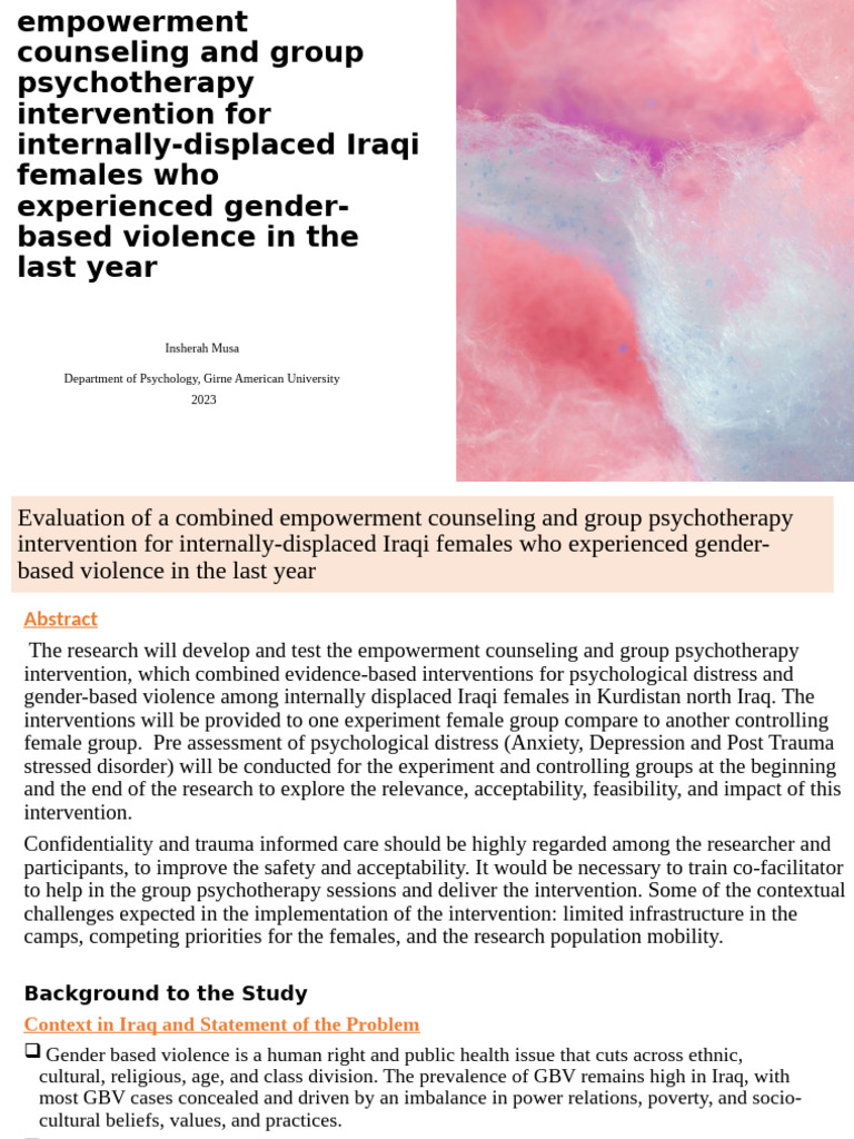 MHGB presentaion | PDF | Psychotherapy | Psychological Trauma