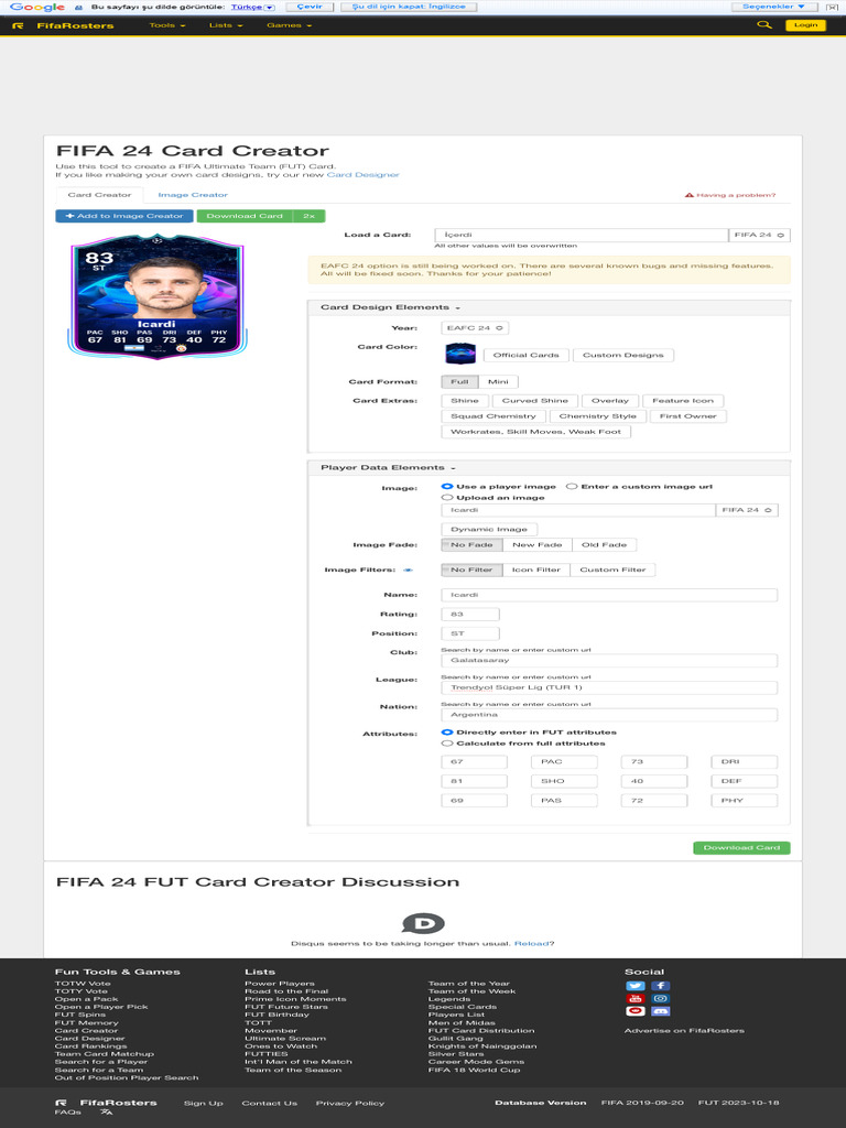 FIFA 24 FUT Card Creator FifaRosters | PDF
