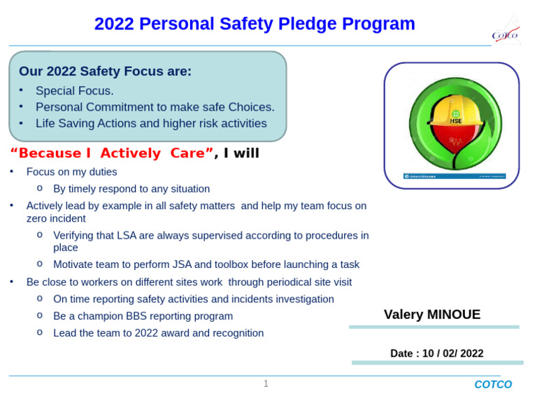 Personal Safety Pledge - 2024 | PDF