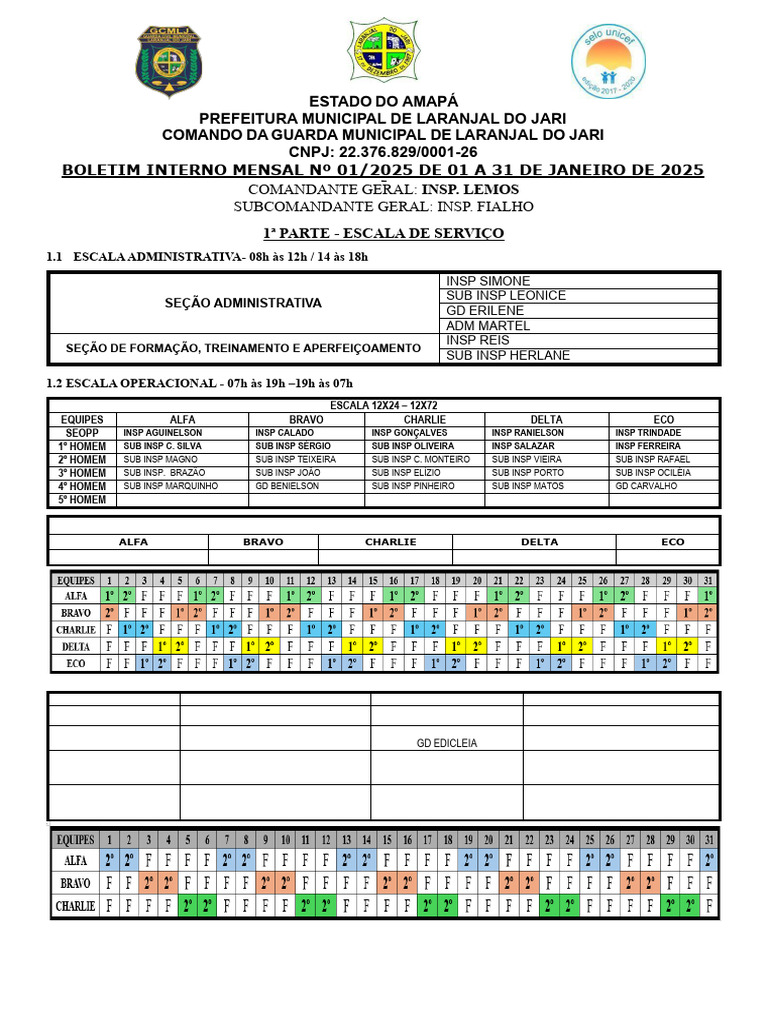 Escala Operacional Mensual 12x72 | PDF