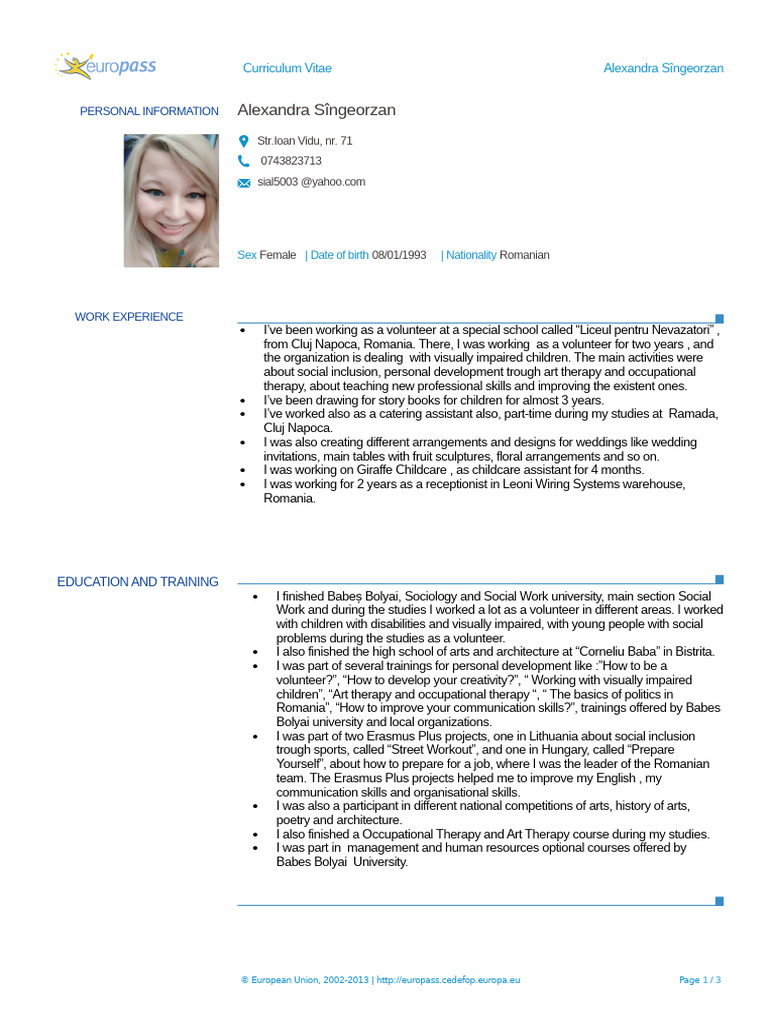 English CV Alexandra Singeorzan | PDF