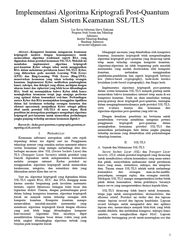Paper 3 - Implementasi Algoritma Kriptografi Post-Quantum | PDF