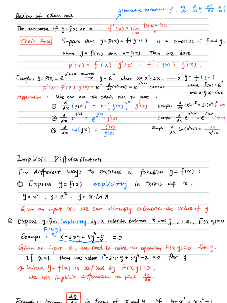 Lecture 18 Implicit Differentiation Pdf Mathematical Concepts Algebra