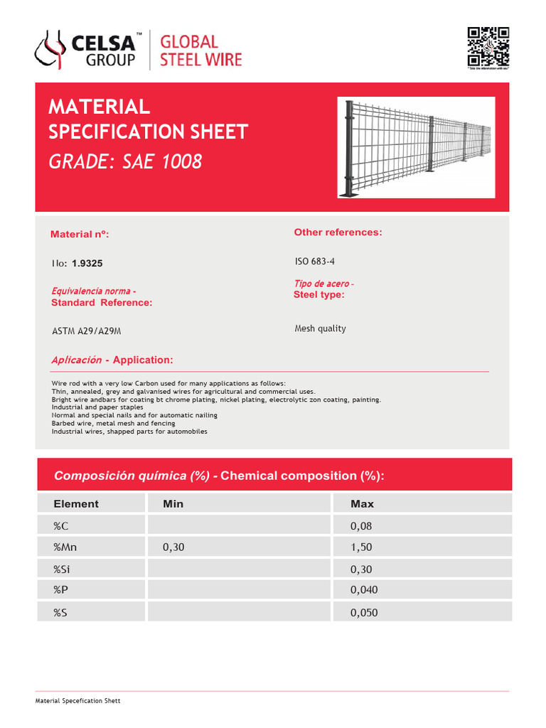 Sae 1008.material Specification Sheet | PDF | Wire | Specification (Technical Standard)