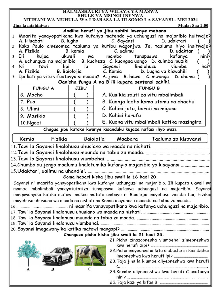 3.darasa La Tatu Mei 2024 | PDF