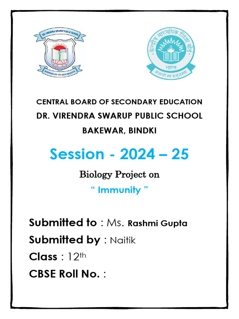 CBSE Class 12 Biology Project: Immunity | PDF