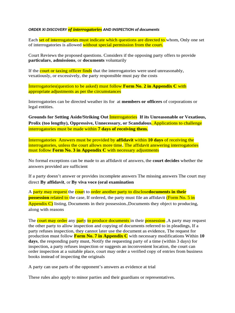 Cpc Orders Overview | PDF | Interrogatories | Lawsuit