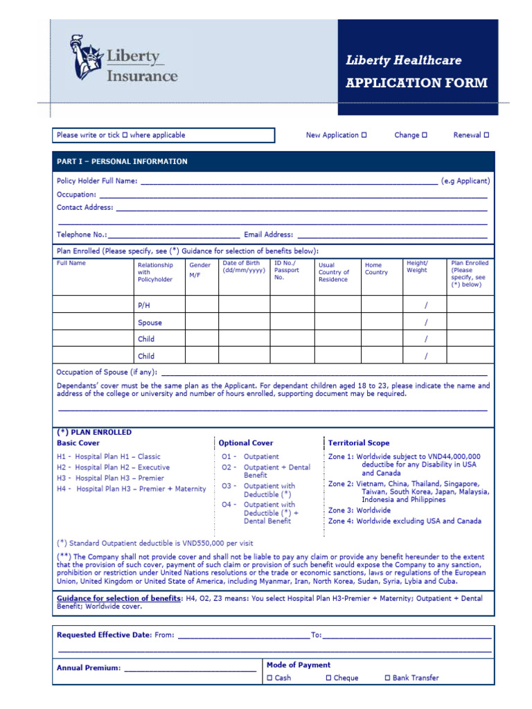 Health Insurance Application Form | PDF | Insurance | Hiv/Aids