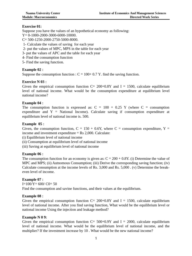 Keynesian Economic Theory TD | PDF | Measures Of National Income And ...