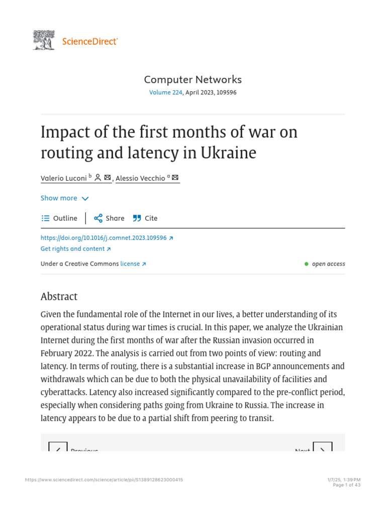 Impact of The First Months of War On Routing and Latency in Ukraine ...