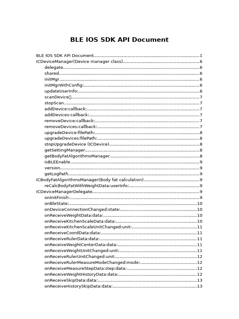Ble Ios Sdk API Document | PDF | Electrical Impedance | Bluetooth