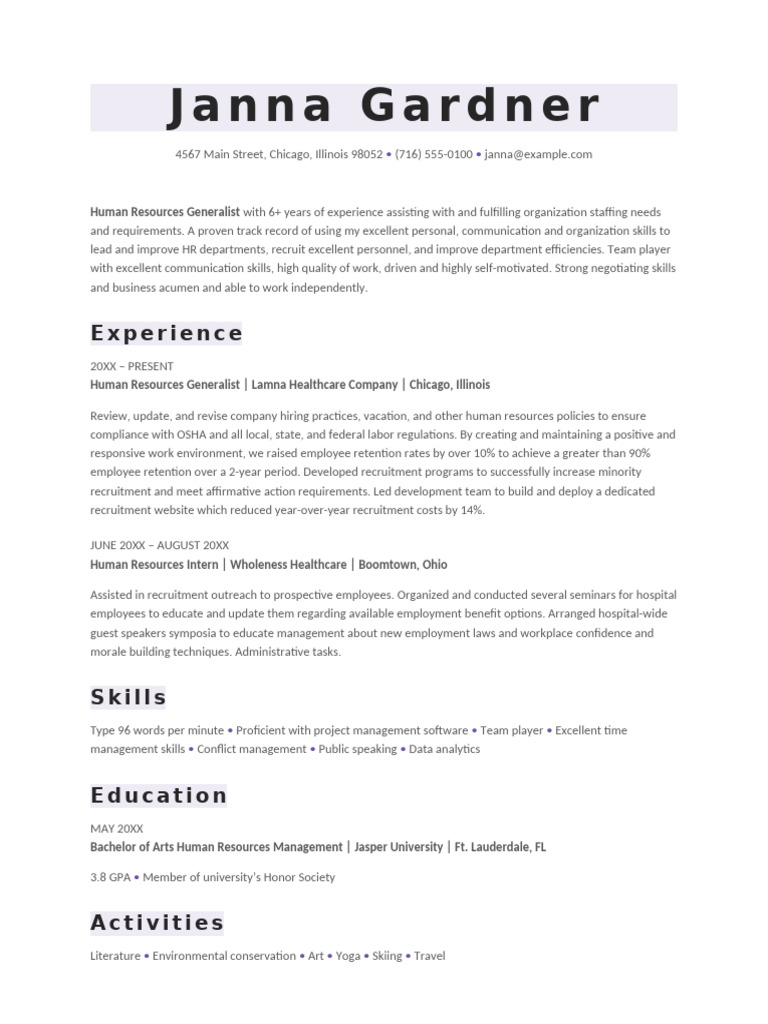 ATS Classic HR Resume | PDF