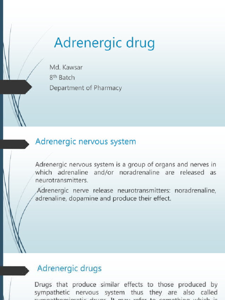Adrenergic Drugs | PDF