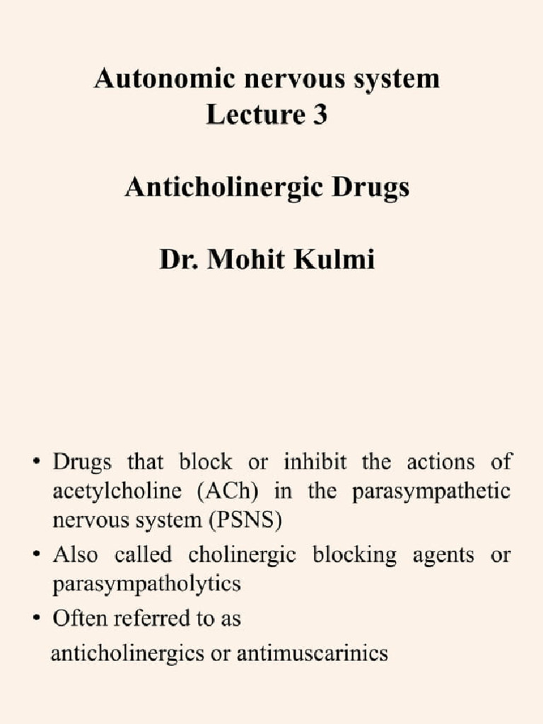 Anticholinergic Drugs | PDF