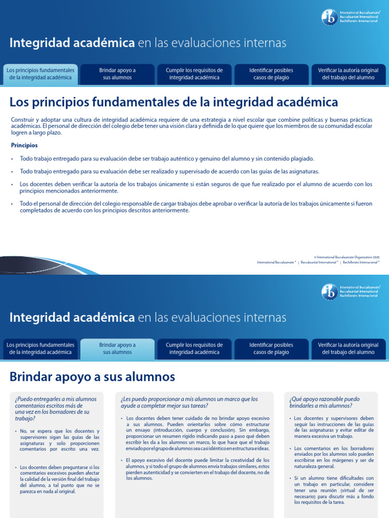 4 - Integridad Academica en Las Evaluaciones Internas | PDF