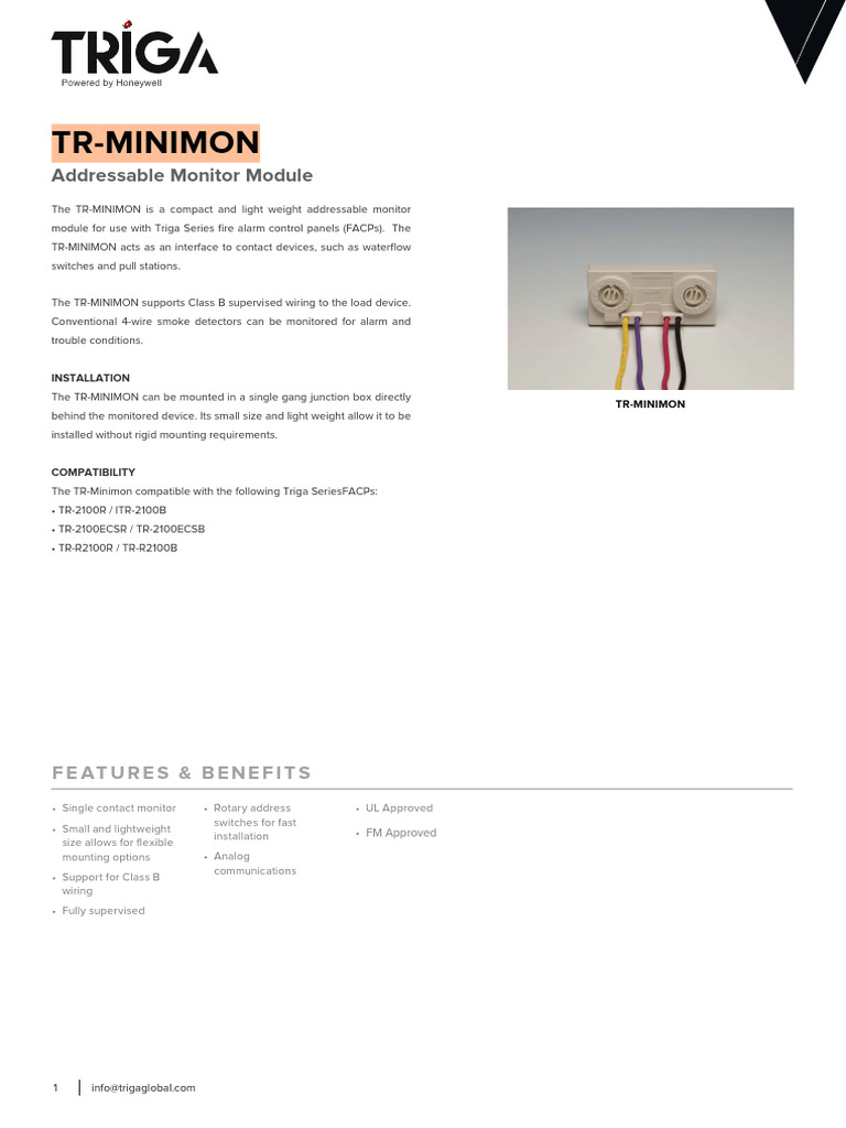 TR-MINIMON Addressable Monitor Module | PDF | Electrical Wiring ...