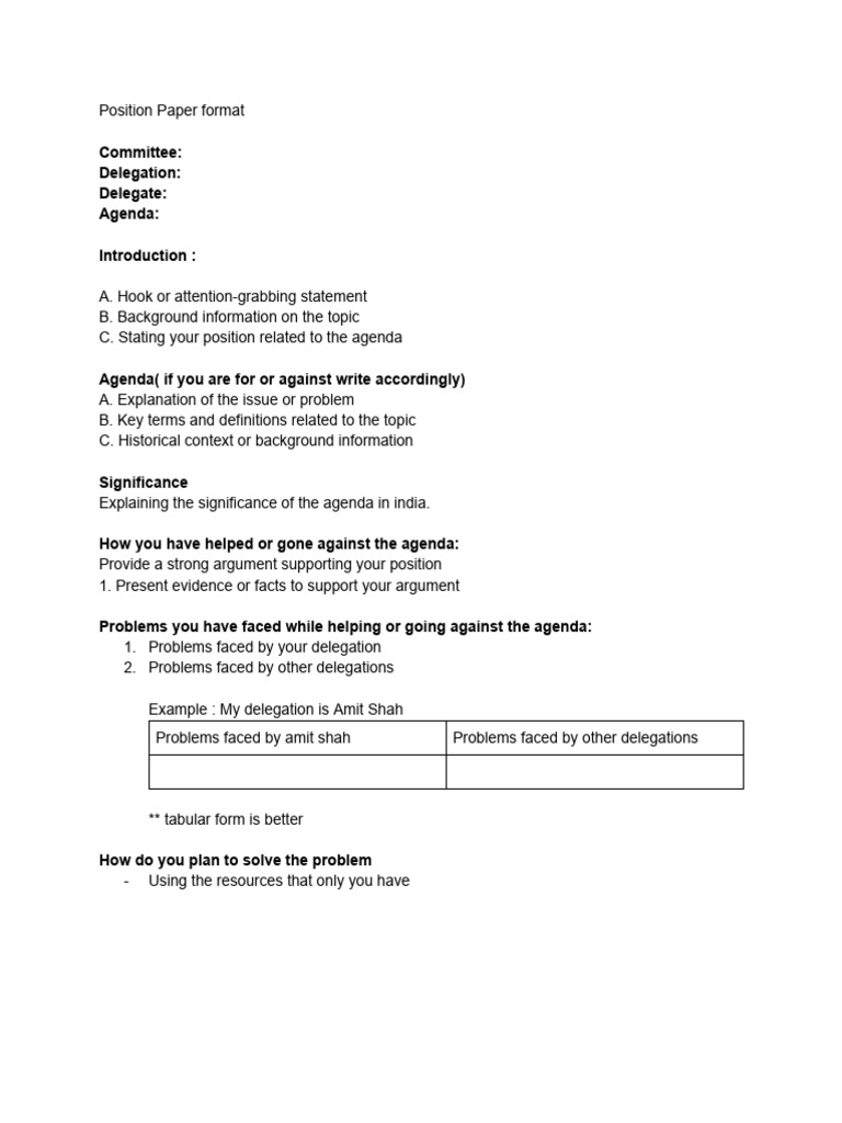 Position Paper Format | PDF