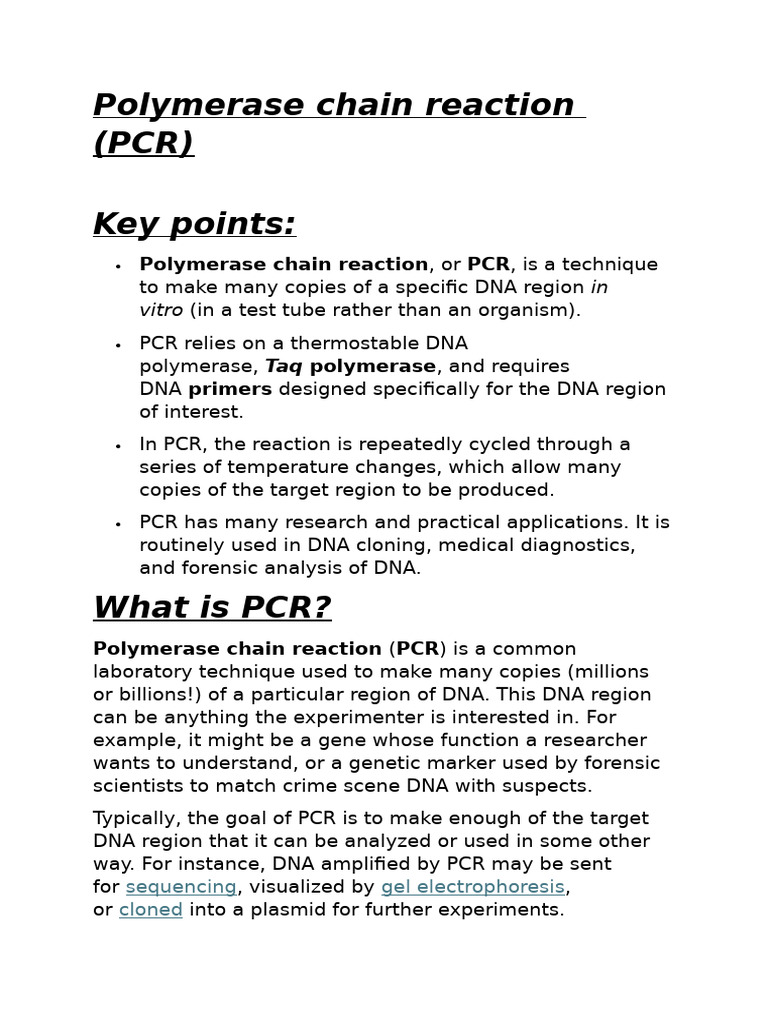 Polymerase Chain Reaction | PDF | Polymerase Chain Reaction | Primer (Molecular Biology)