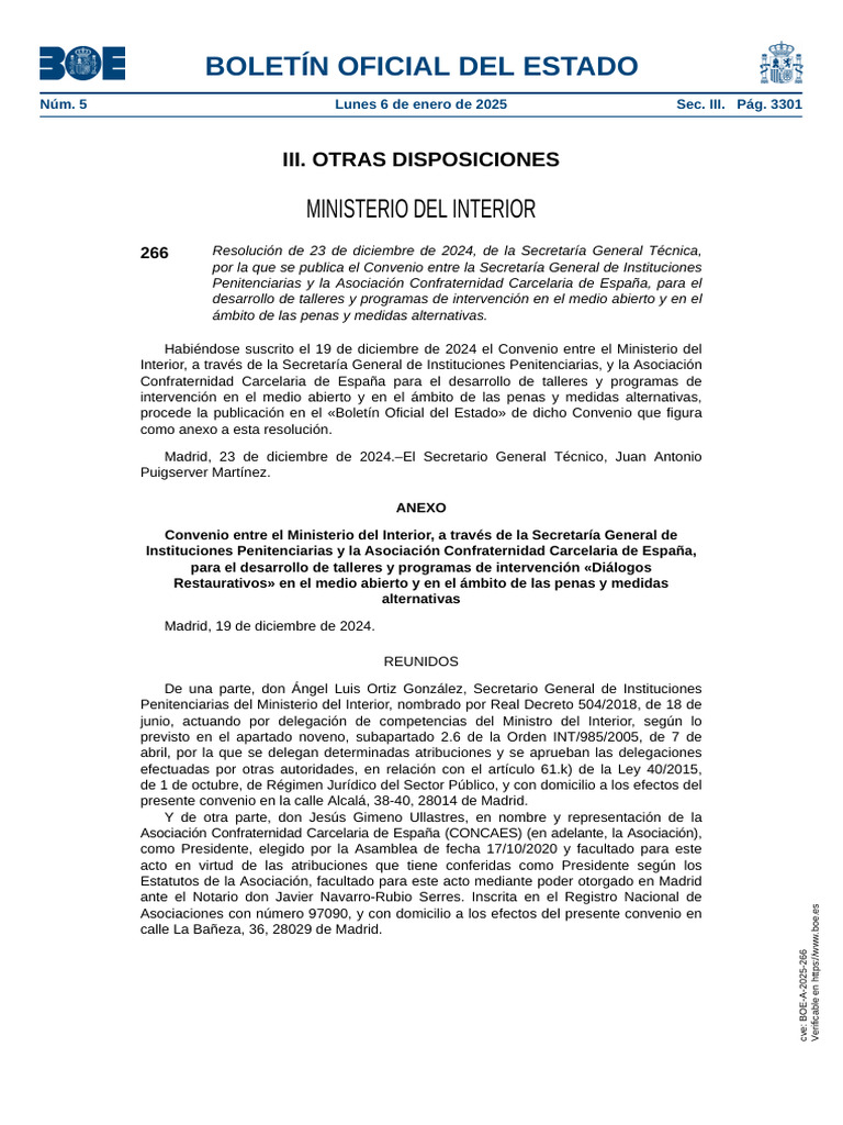 BOE A 2025 266 Convenio Talleres | PDF | Prisión | Correcciones