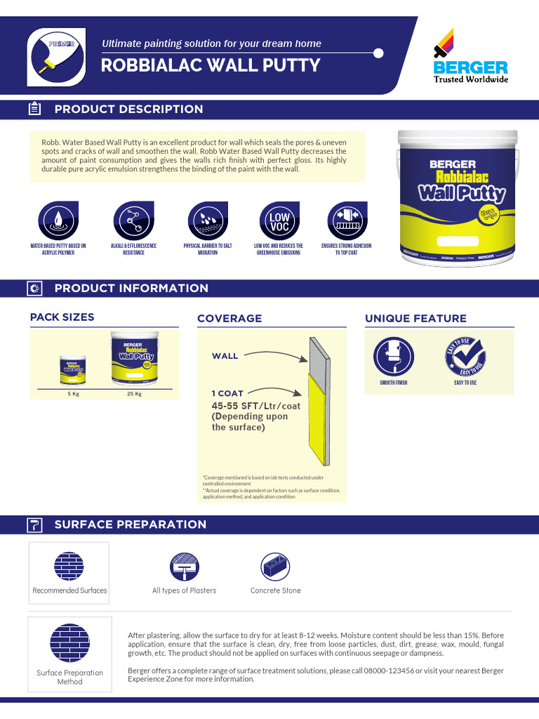 ROBBIALAC-WALL-PUTTY | PDF | Paint | Acrylic Paint