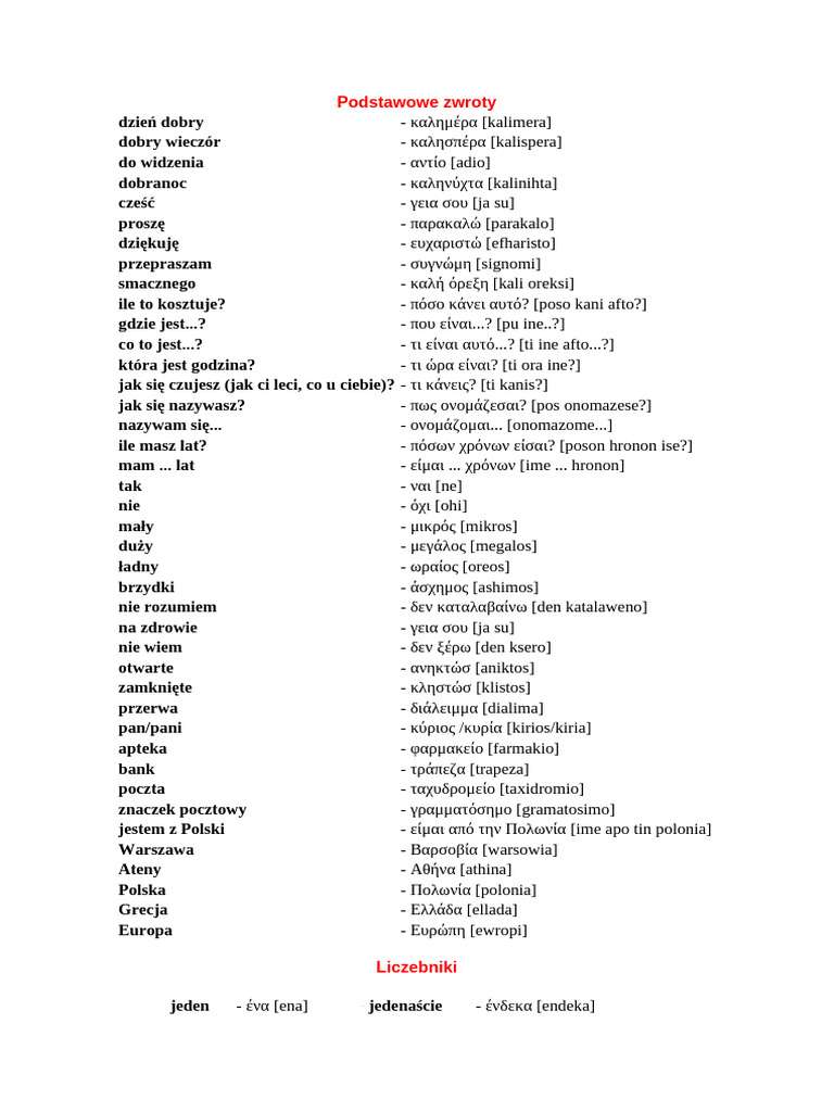 Podstawowe Zwroty | PDF